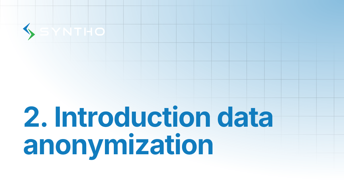 2. Introduction data anonymization | Syntho Documentation